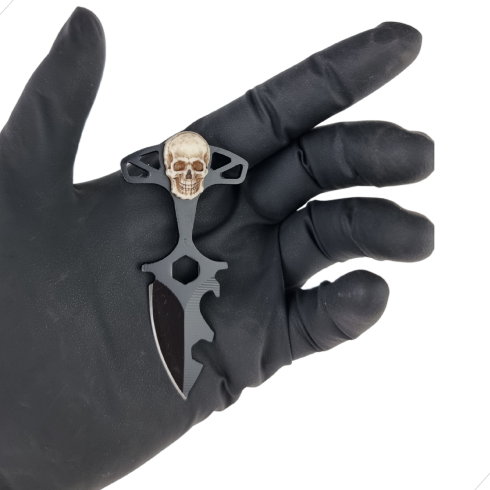 Faca do tipo push dagger desenho de Caveira com cordinha